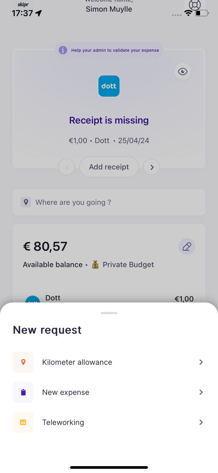 How do I add a telework request? – Pluxee Mobility